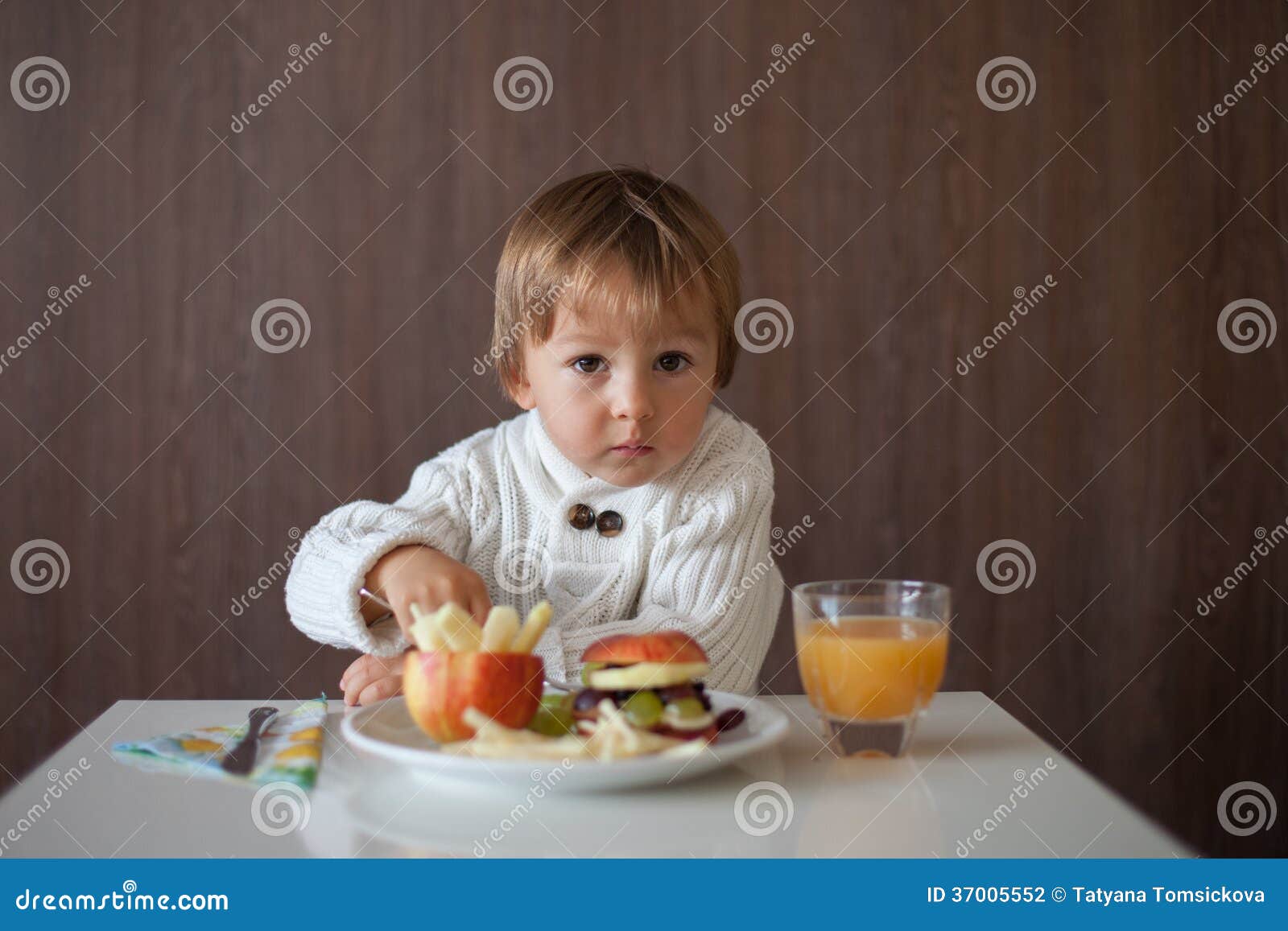Little Boy, Eating Fruit Sanwich Stock Photo - Image of good, lunch ...