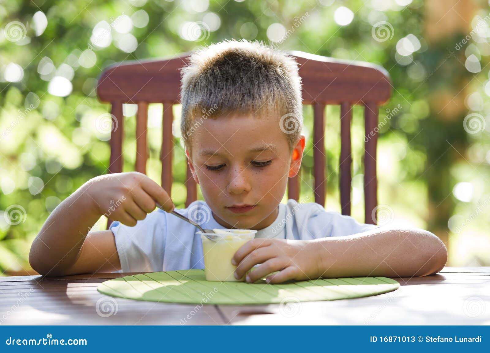 Little Boy Eating Pudding Picture. Image: 16871013