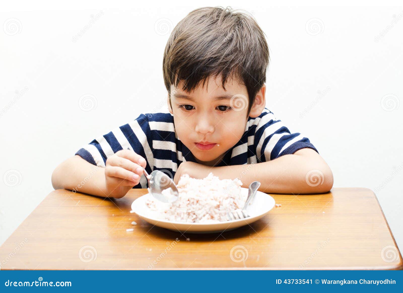 Little Boy Eating Rice Happy Face Stock Image - Image of thai ...