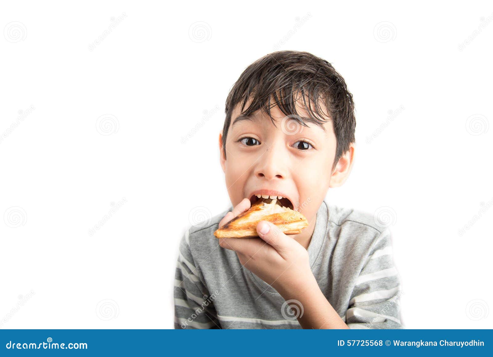 Little Boy Eating Sandwich on White Stock Photo - Image of male, eating ...