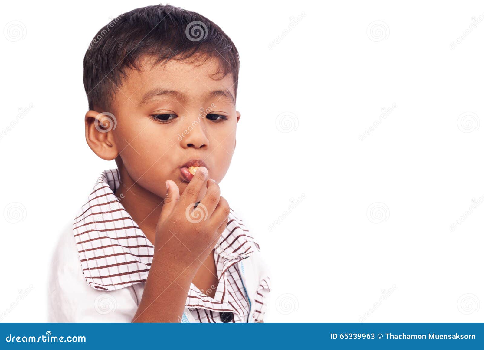 Little Boy Eating Snack Food Stock Image - Image of male, fork: 65339963