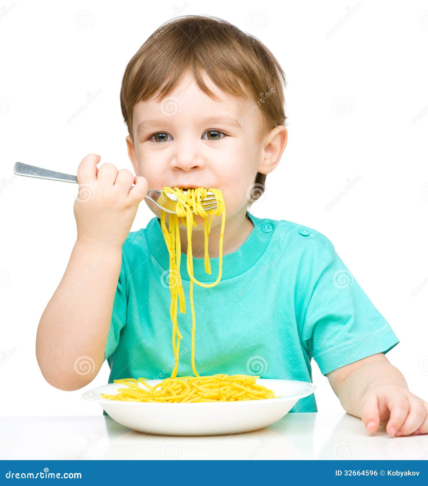 Little Boy is Eating Spaghetti Stock Photo - Image of diet, health ...