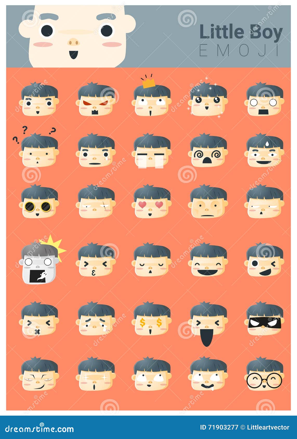 Little boy emoji icons stock vector. Illustration of people - 71903277