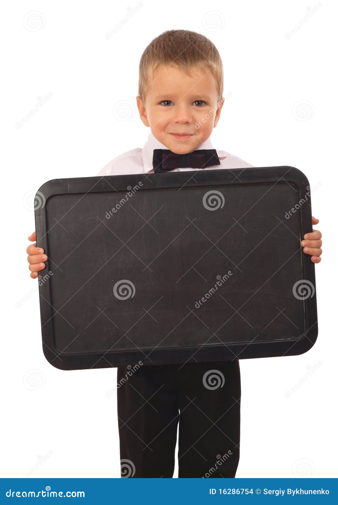 Little Boy with Empty Chalkboard Stock Photo - Image of blackboard ...