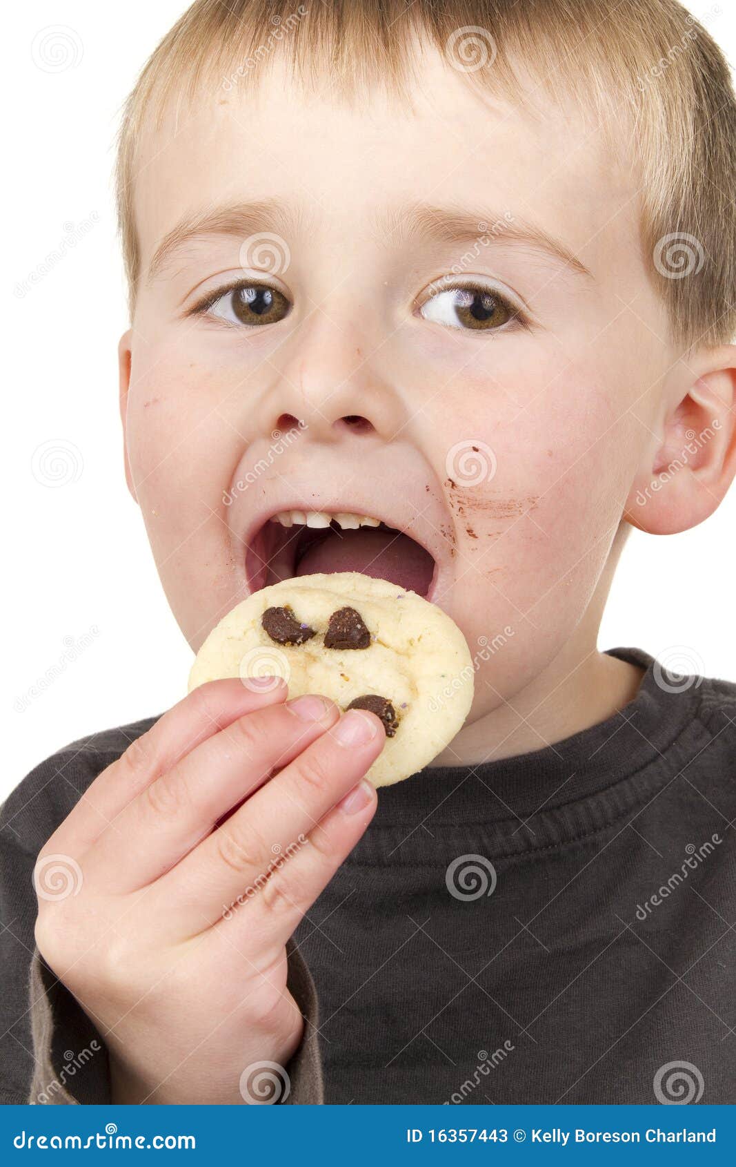 Little Boy Enjoys Eating Cookie Stock Image - Image of food, baking ...