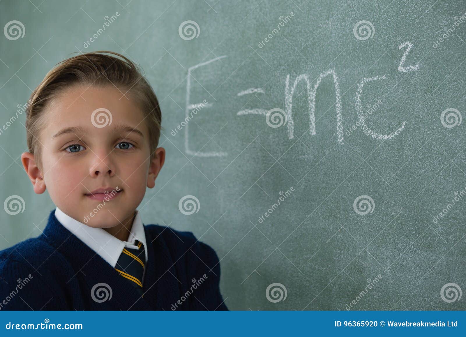 Little Boy beside Equation on Board Stock Photo - Image of back ...