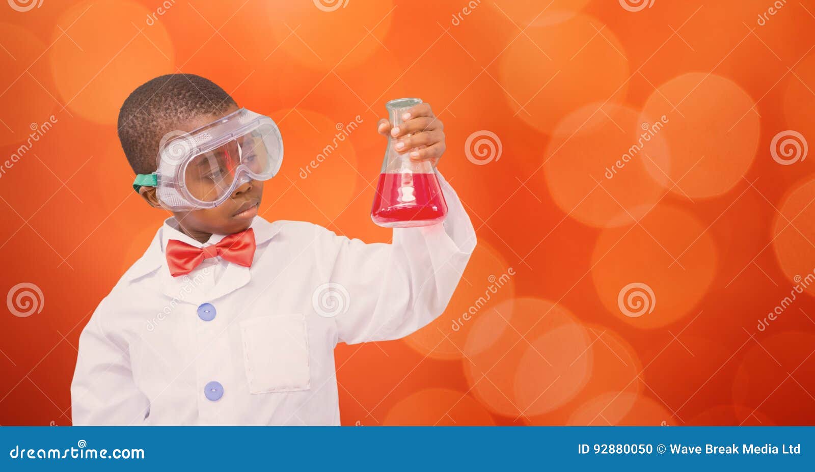 Little Boy Experimenting Over Blur Background Stock Illustration ...