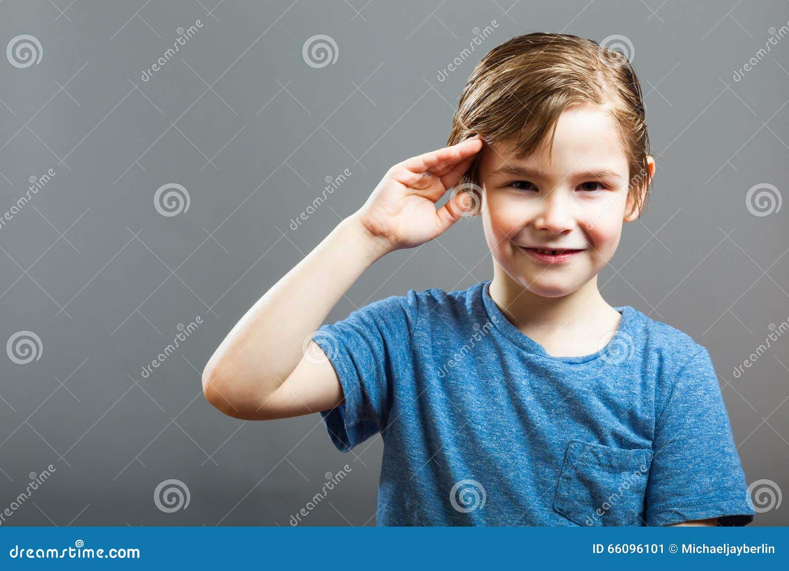 Little Boy Expression - Salute Stock Image - Image of greetings, blue ...