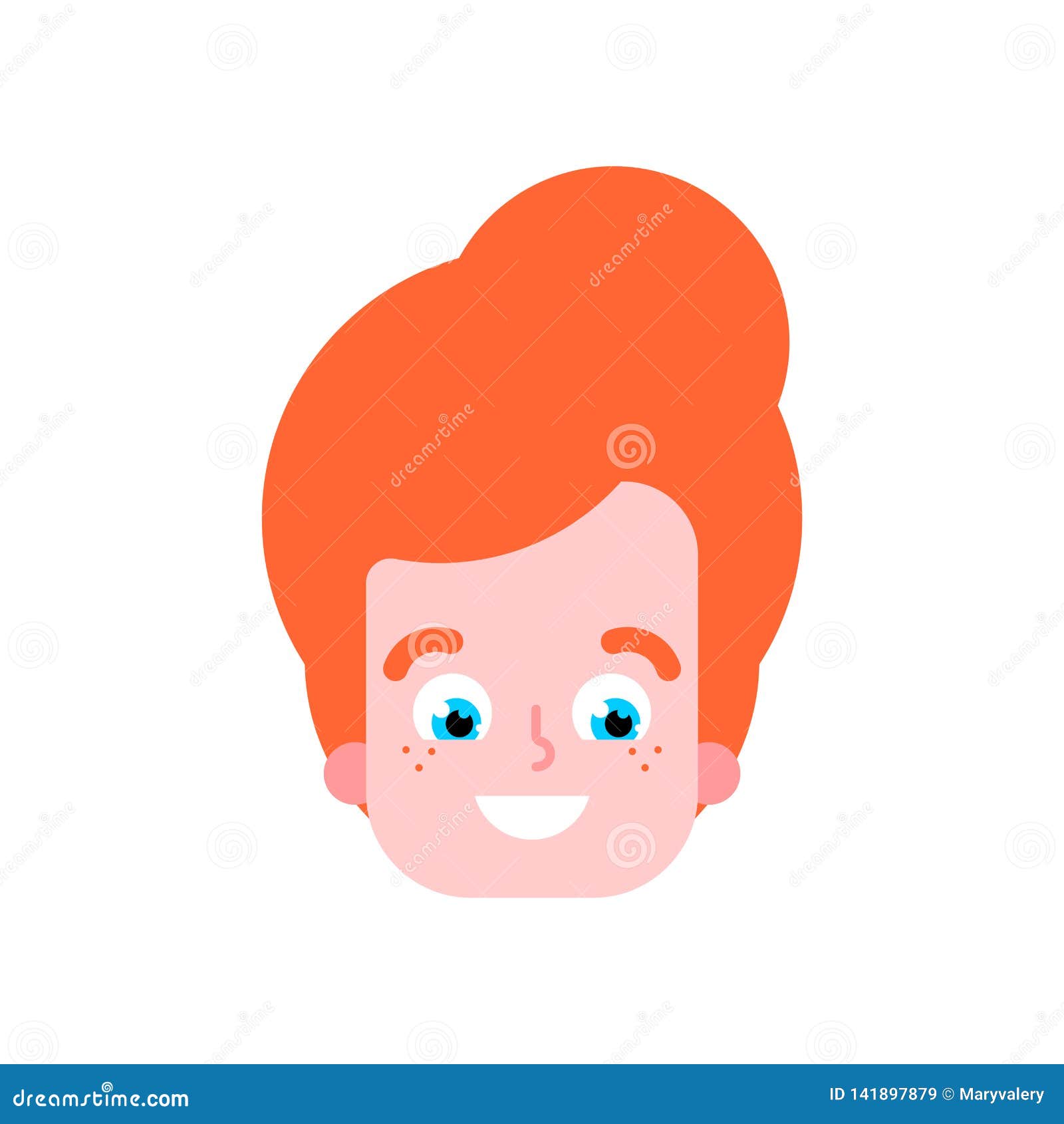 Little Boy Face Isolated. Redhead Boy Portrait Vector Stock Vector ...