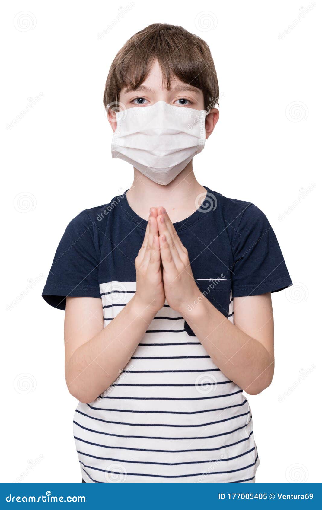 Little Boy with Face Mask Praying Stock Image - Image of human ...