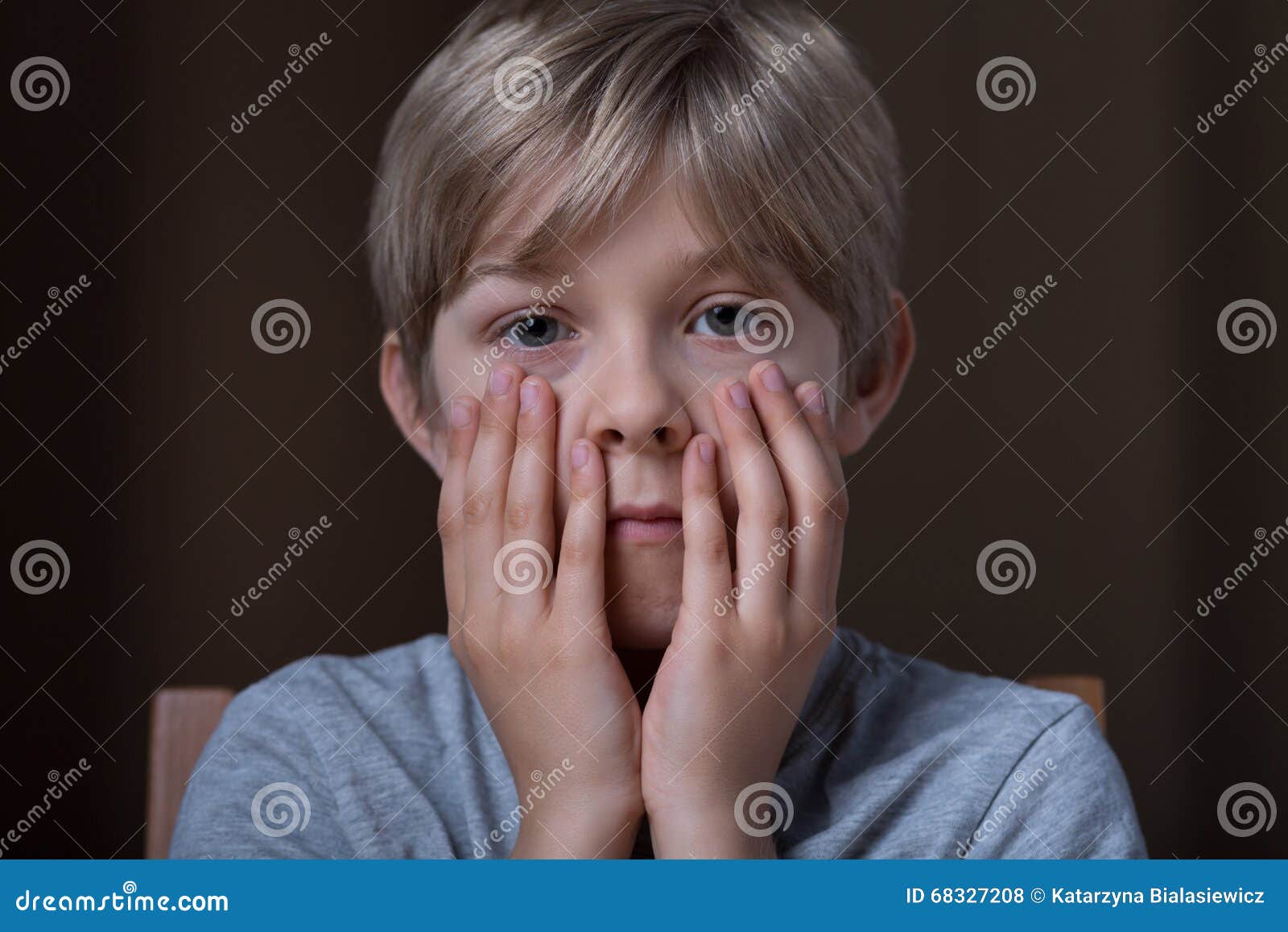 Little boy feeling afraid stock photo. Image of serious - 68327208