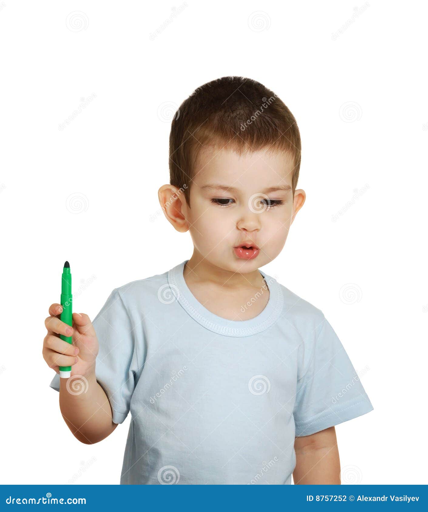 The Little Boy with a Felt-tip Pen in a Hand Stock Photo - Image of ...