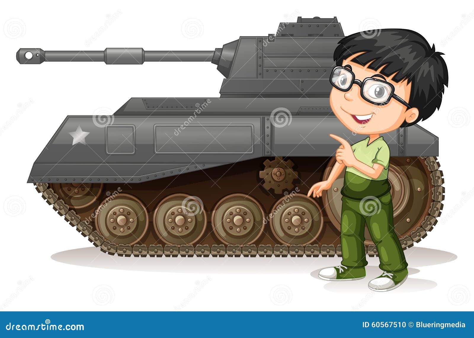 Little Boy with Fighting Tank Stock Vector - Illustration of background ...