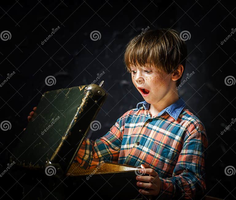 Little Boy Finding Treasure Stock Photo - Image of happy, lentigo: 44487792