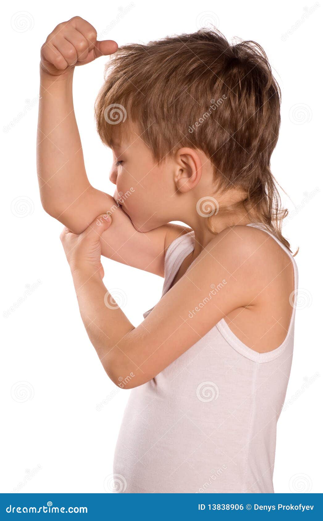 Little boy flexing biceps stock photo. Image of human - 13838906