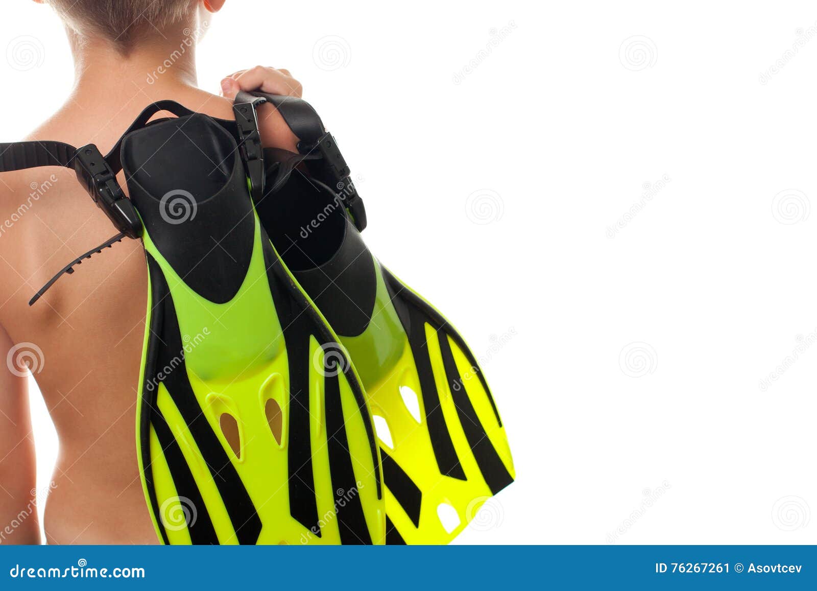 Little Boy with Flippers Isolated Stock Image - Image of adult, coral ...