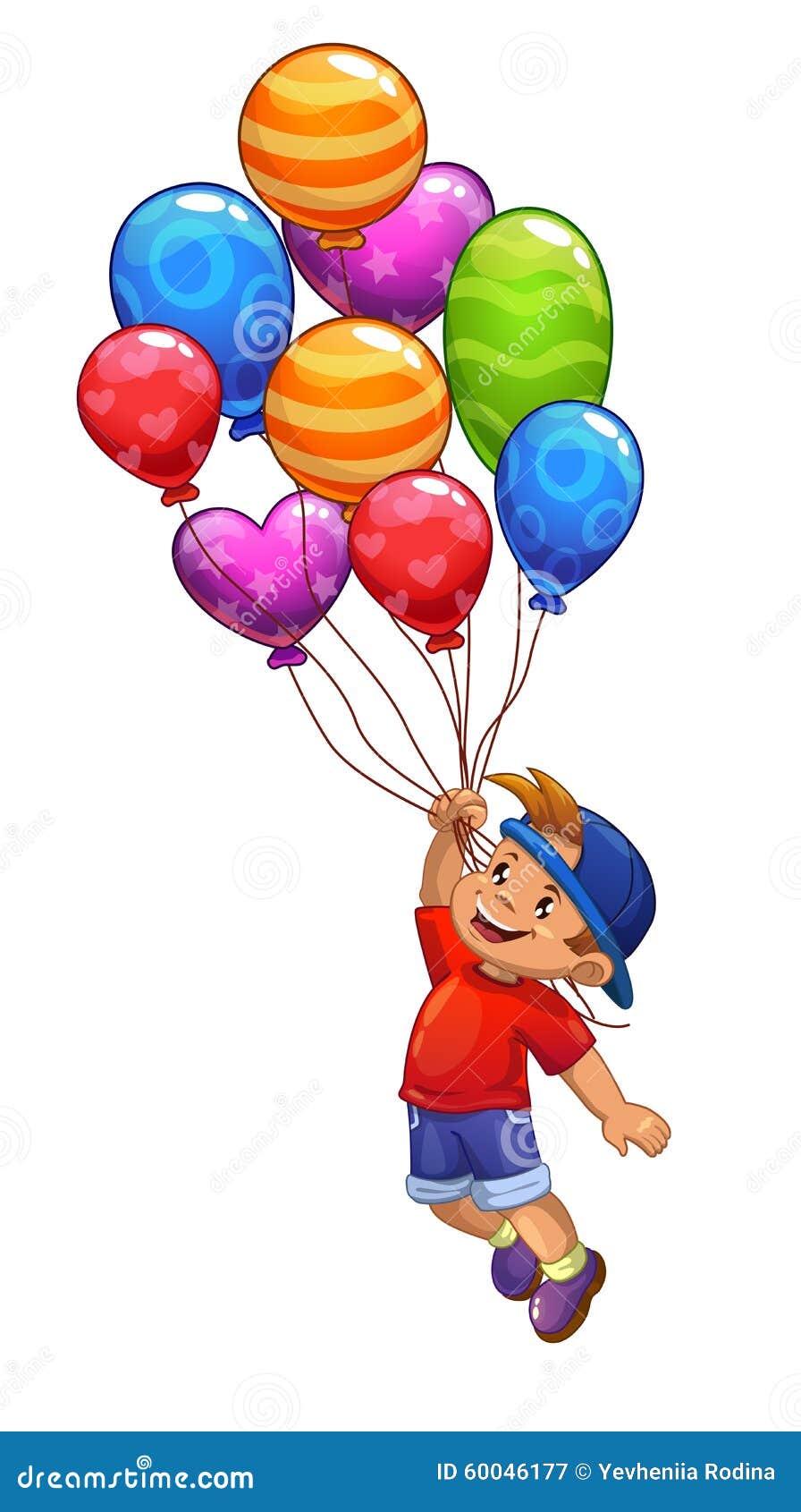 Little Boy is Flying on Balloons Stock Illustration - Illustration of ...