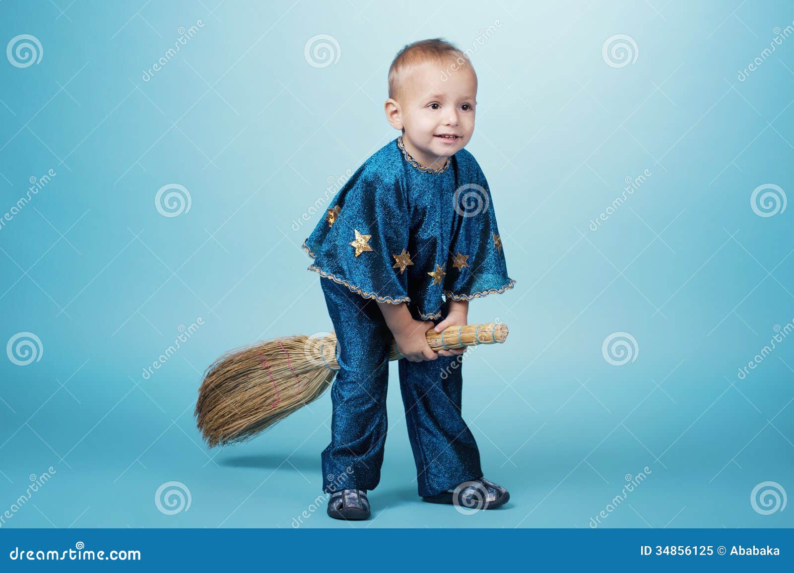 Little boy flying on broom stock image. Image of beautiful - 34856125