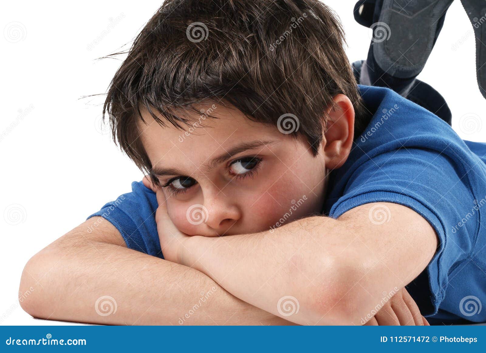 Boy With Frightened Look In White Background Stock Photography ...