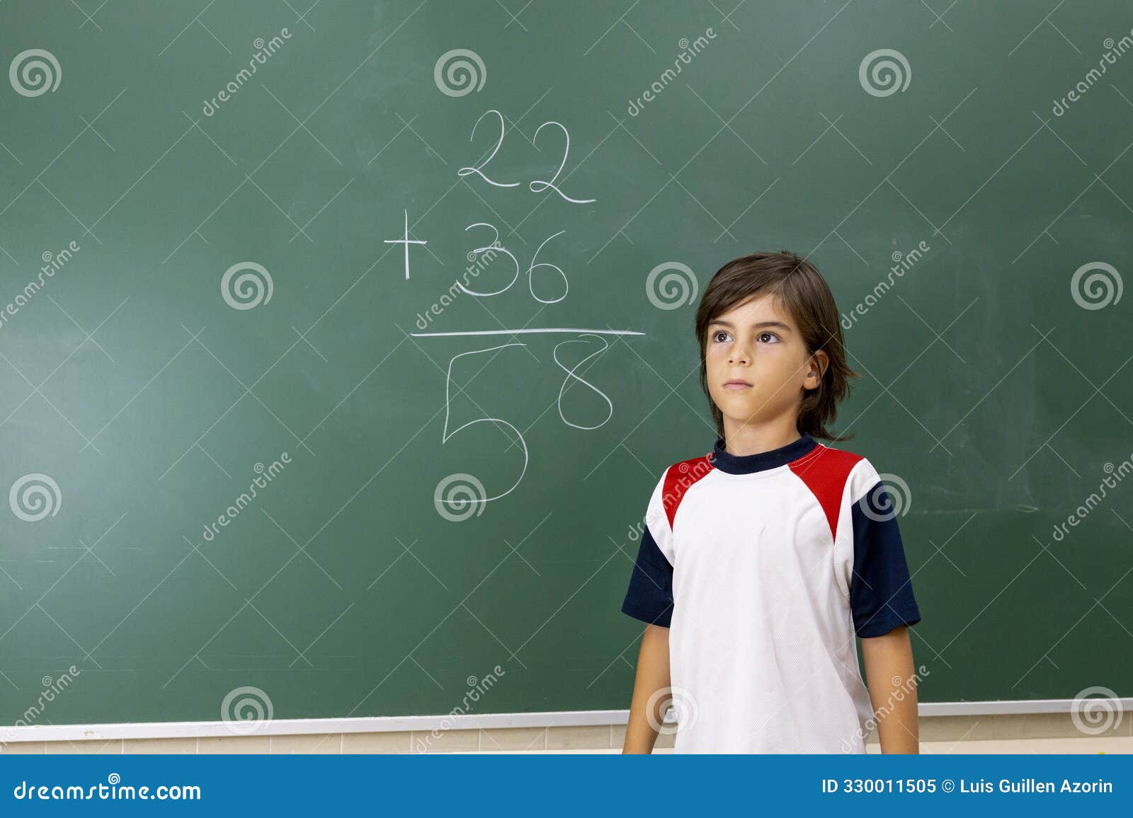 Little Boy in Front of the Blackboard at School Stock Image - Image of ...