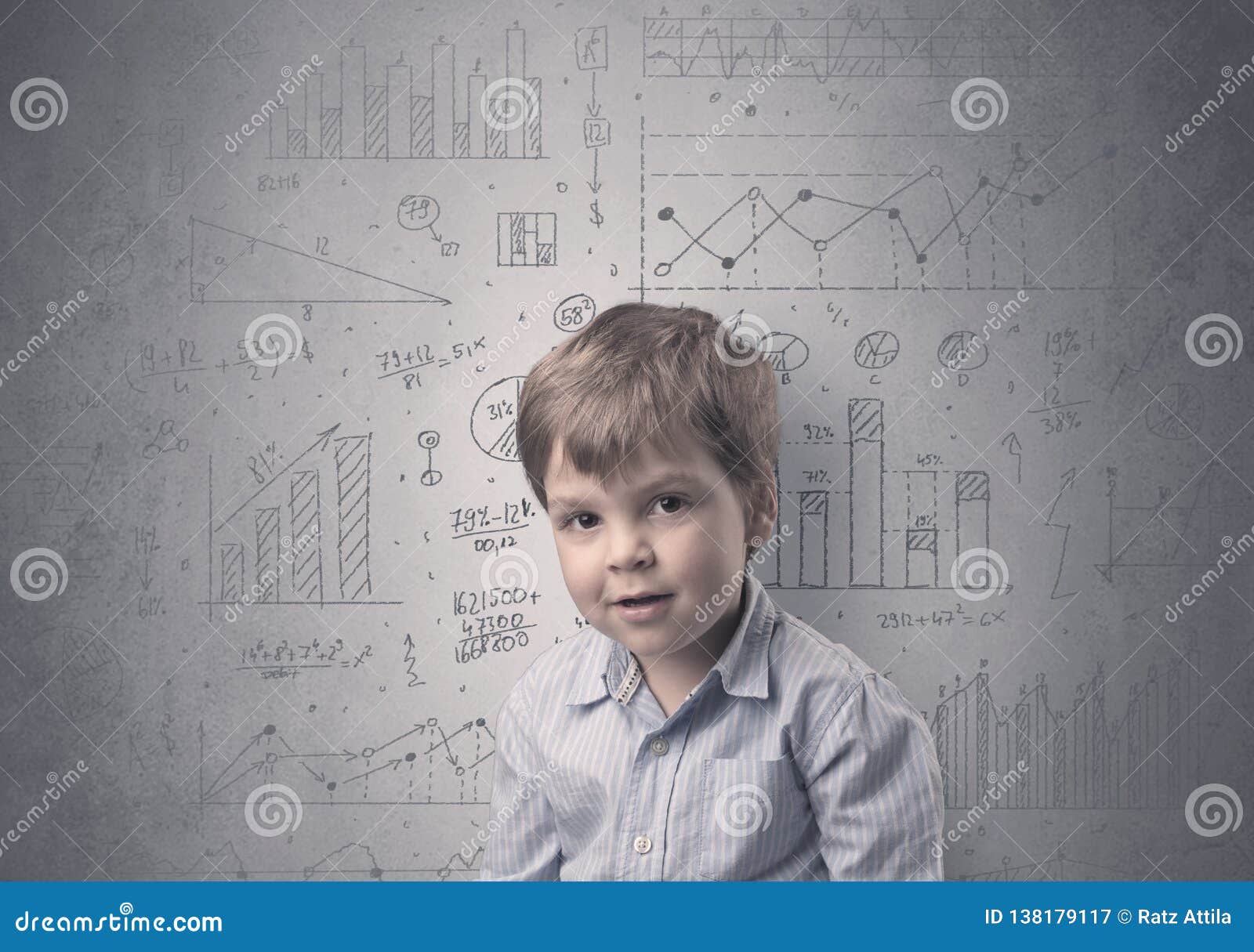 Adorable Little Kid with Statistical Concept Stock Image - Image of ...