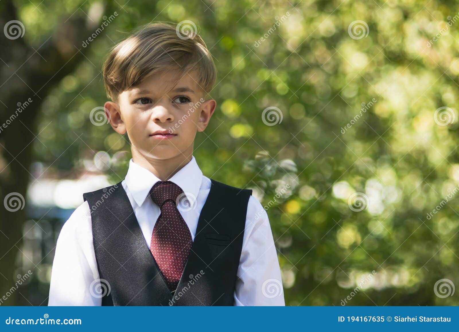 A Little Boy in Full Dress Uniform is Preparing for School Stock Image ...
