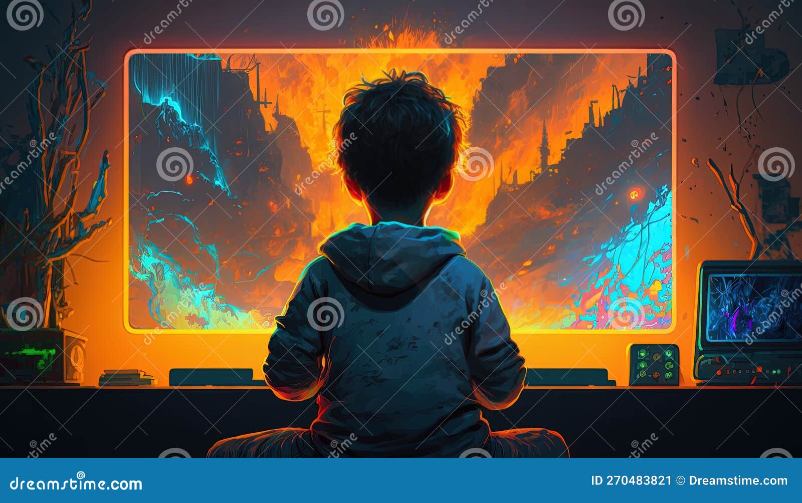 Little boy gamer stock illustration. Illustration of ingame - 270483821