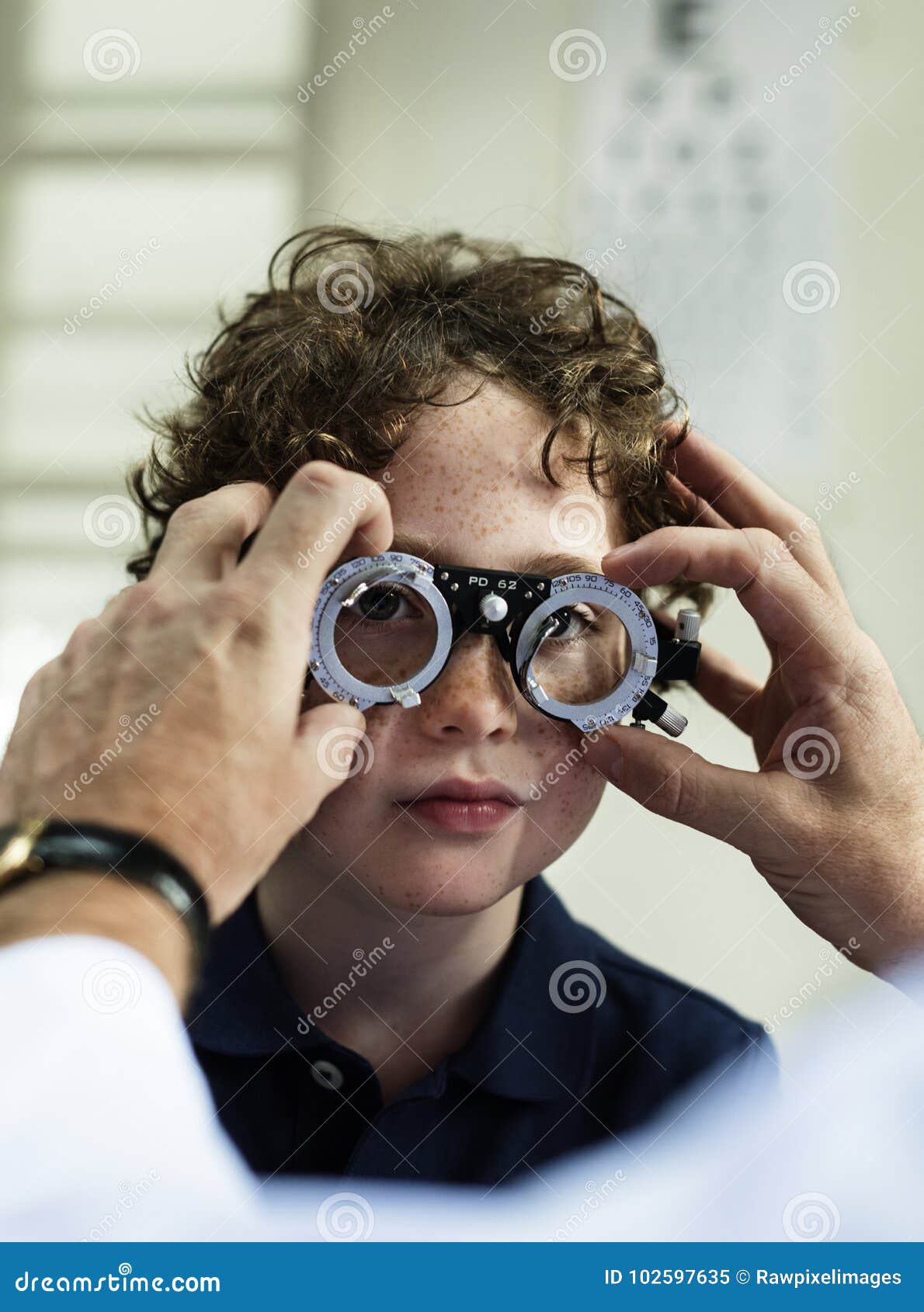 Little Boy Getting His Eyes Checked Stock Image - Image of health ...