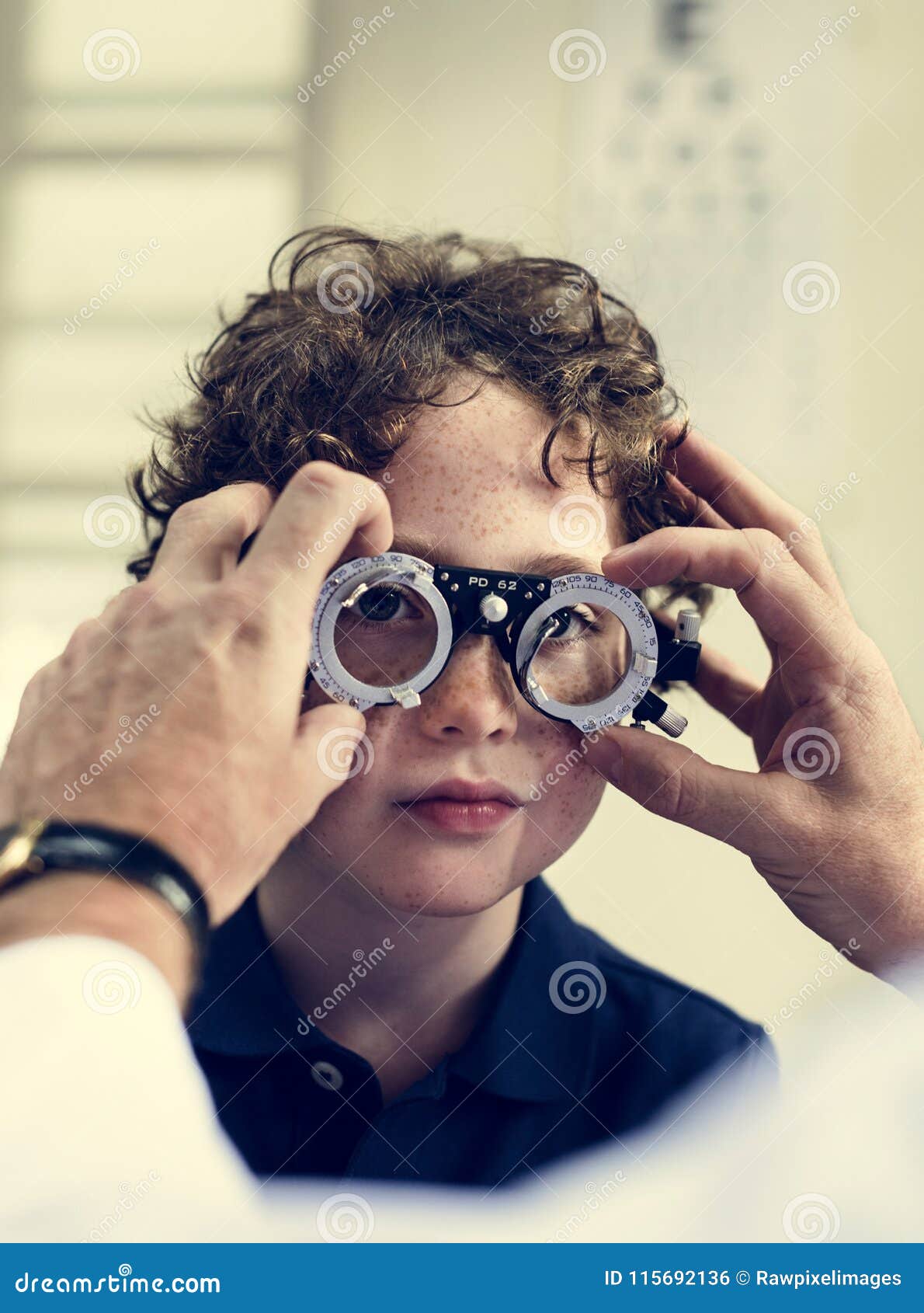 Little Boy Getting His Eyes Checked Stock Photo - Image of service ...