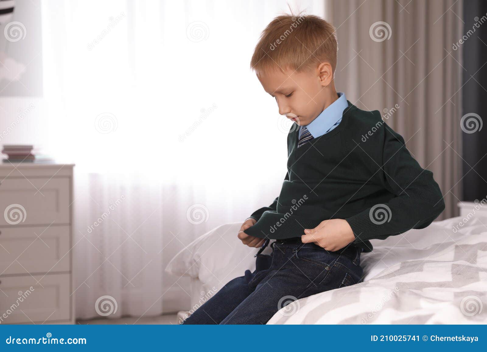 Boy Getting Ready For School