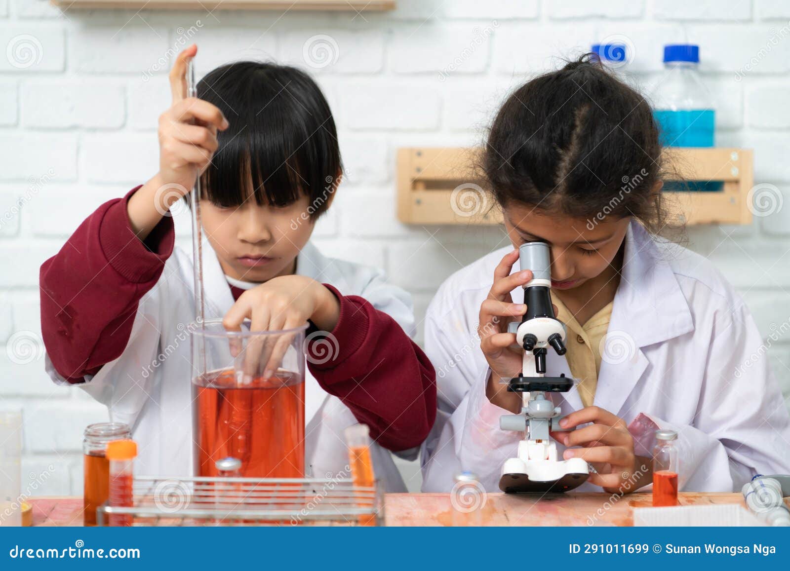 Little Boy and Girl in Science Classroom it is the Basis for the ...