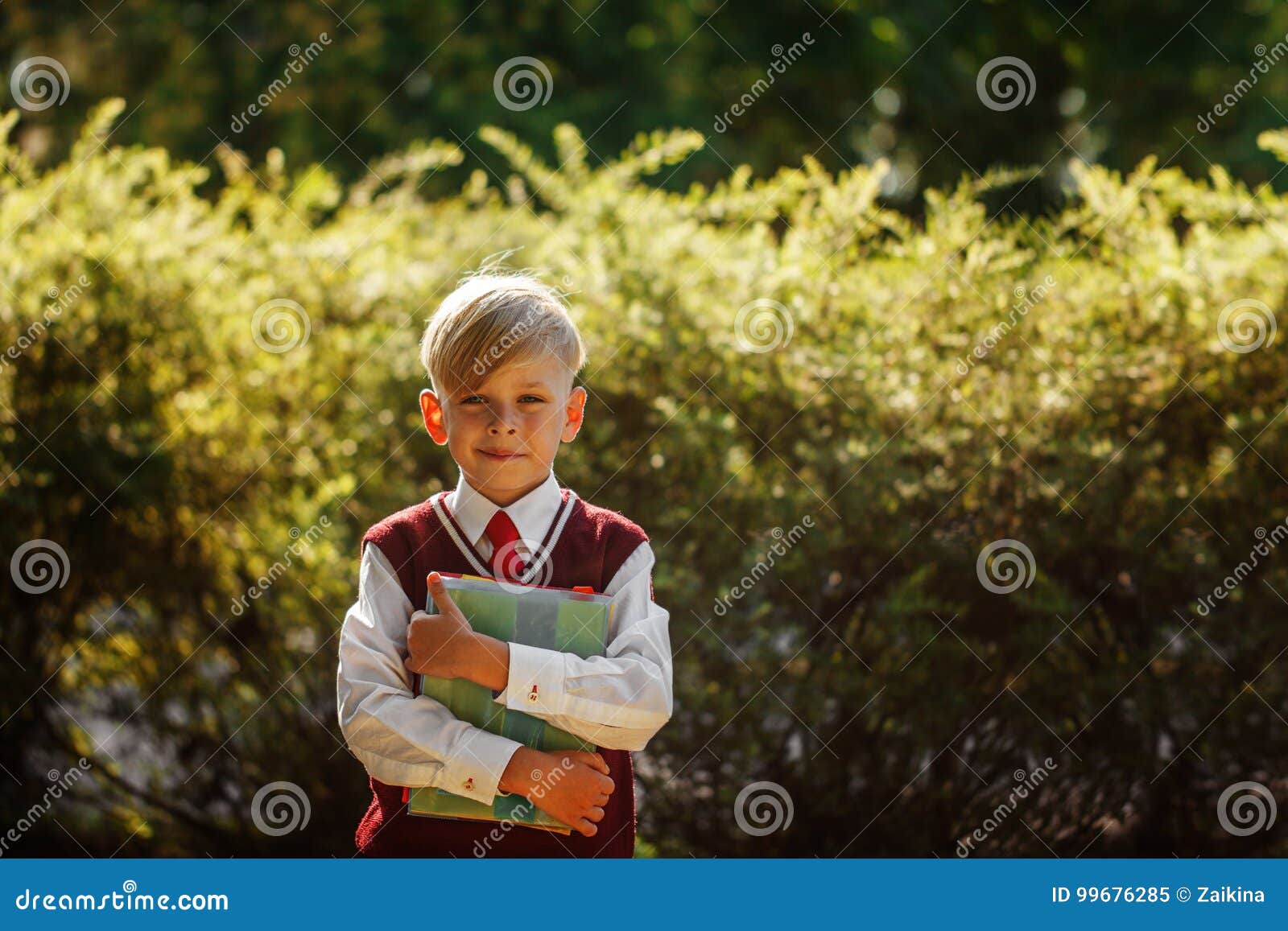 Little Boy Going Back To School. Child with Backpack and Books on First ...