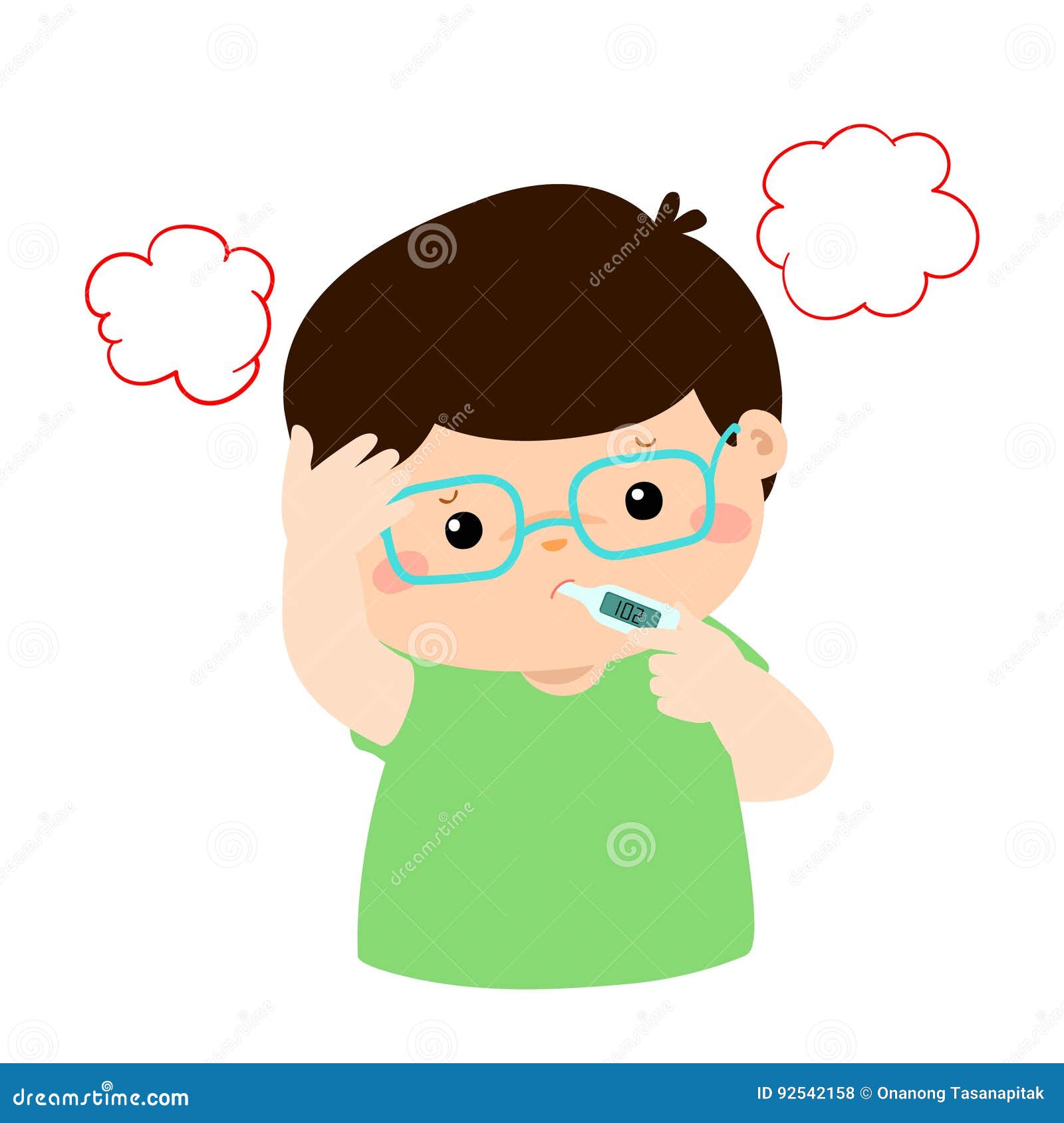 Little Boy Got High Temperature Cartoon. Stock Vector - Illustration of ...