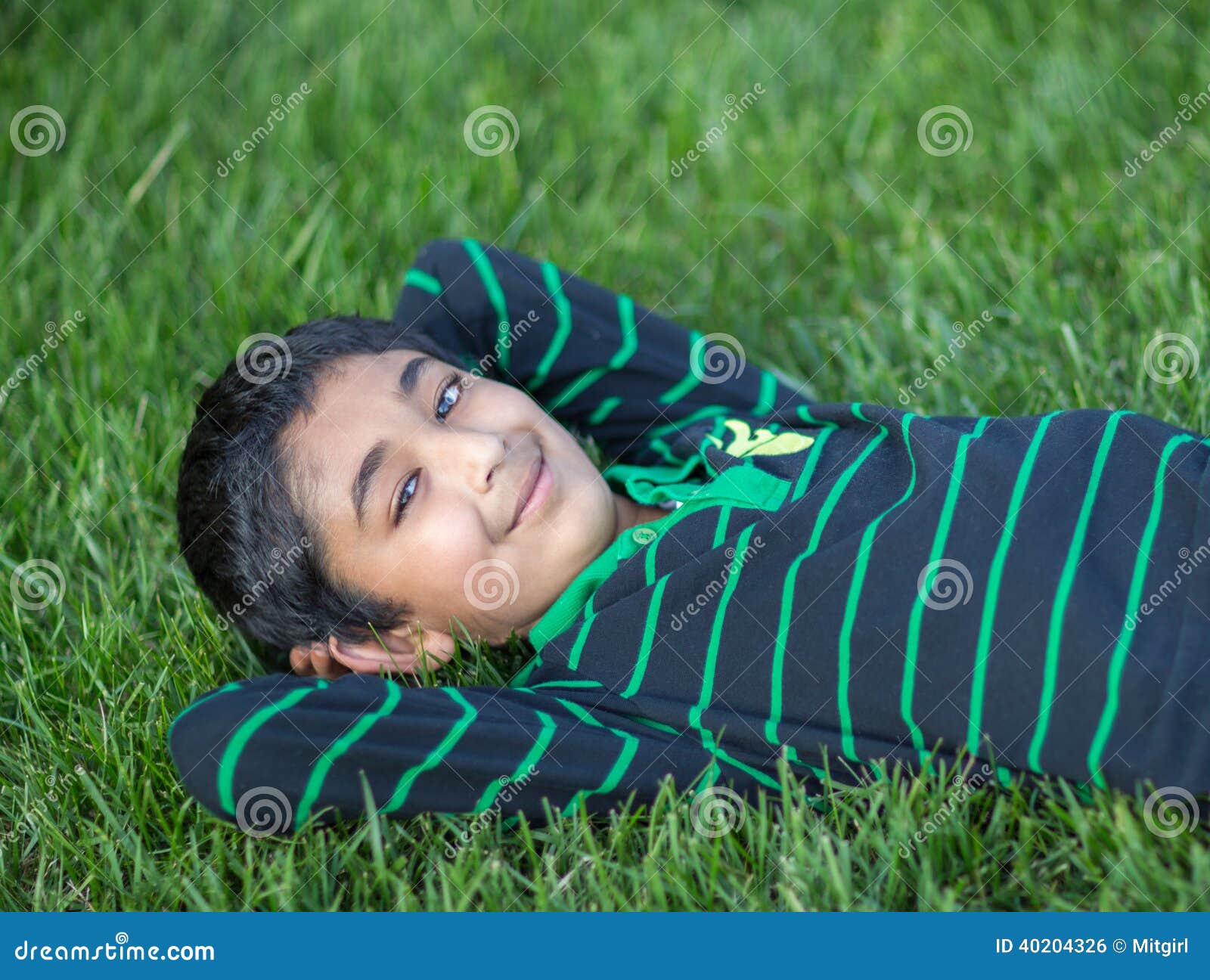 Little Boy on Green Grass stock photo. Image of sweet - 40204326