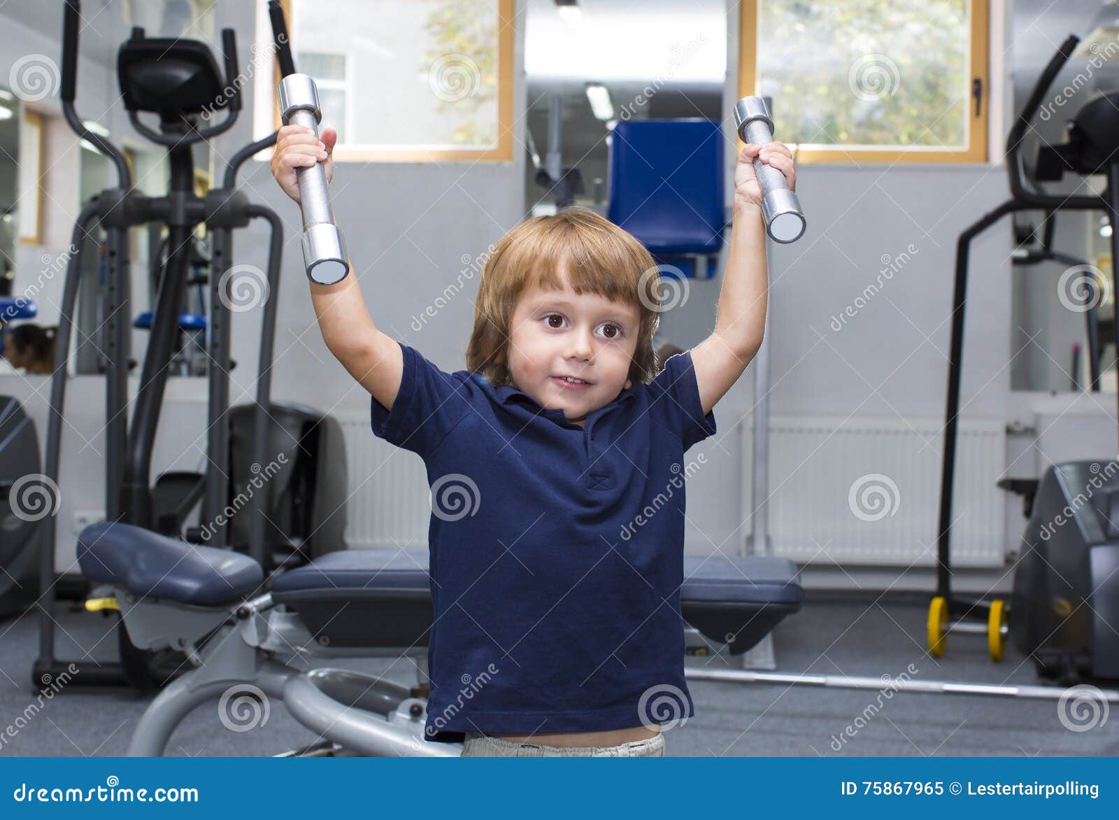Little boy in the gym stock image. Image of play, female - 75867965