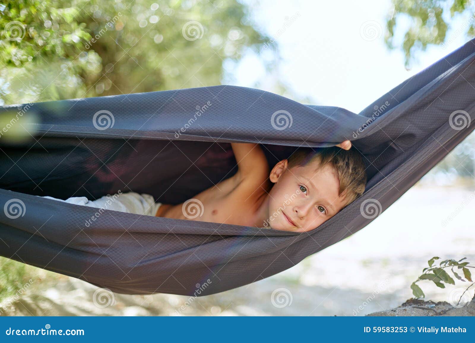 Little boy in the hammock stock image. Image of lifestyle - 59583253