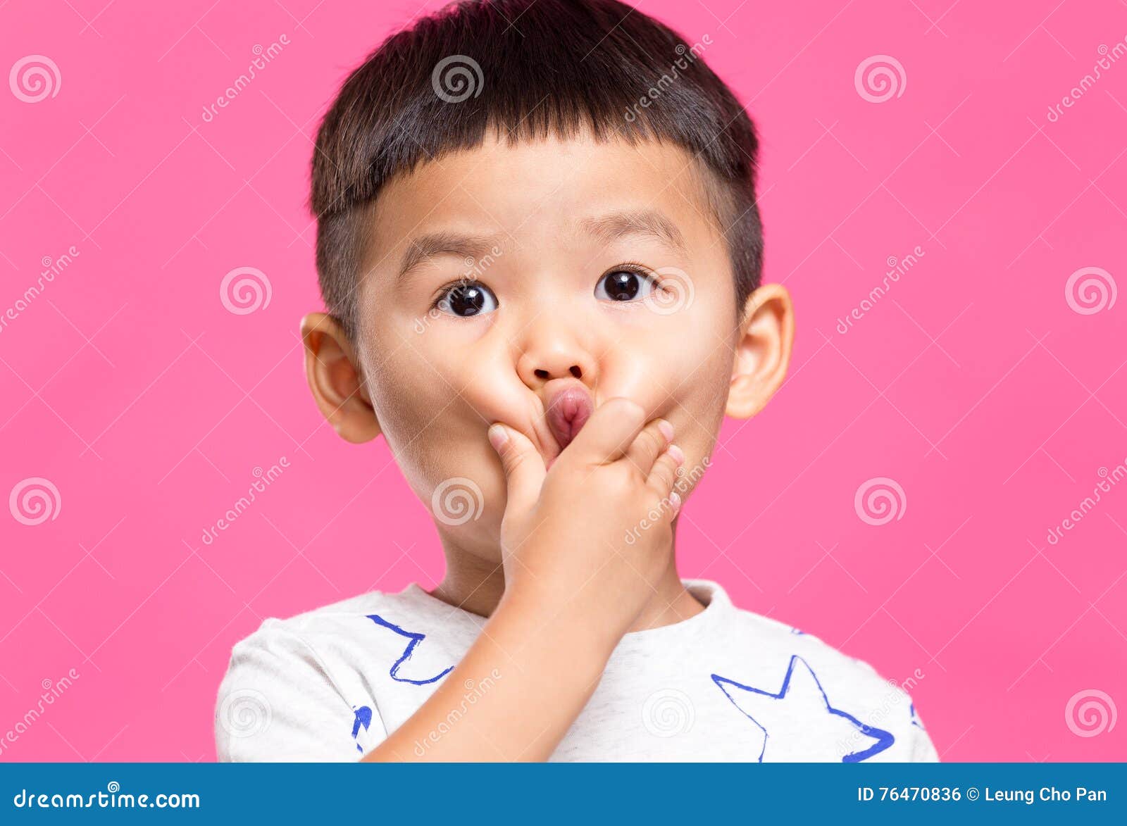 Little Boy with Hand Touch on His Cheek Stock Photo - Image of face ...