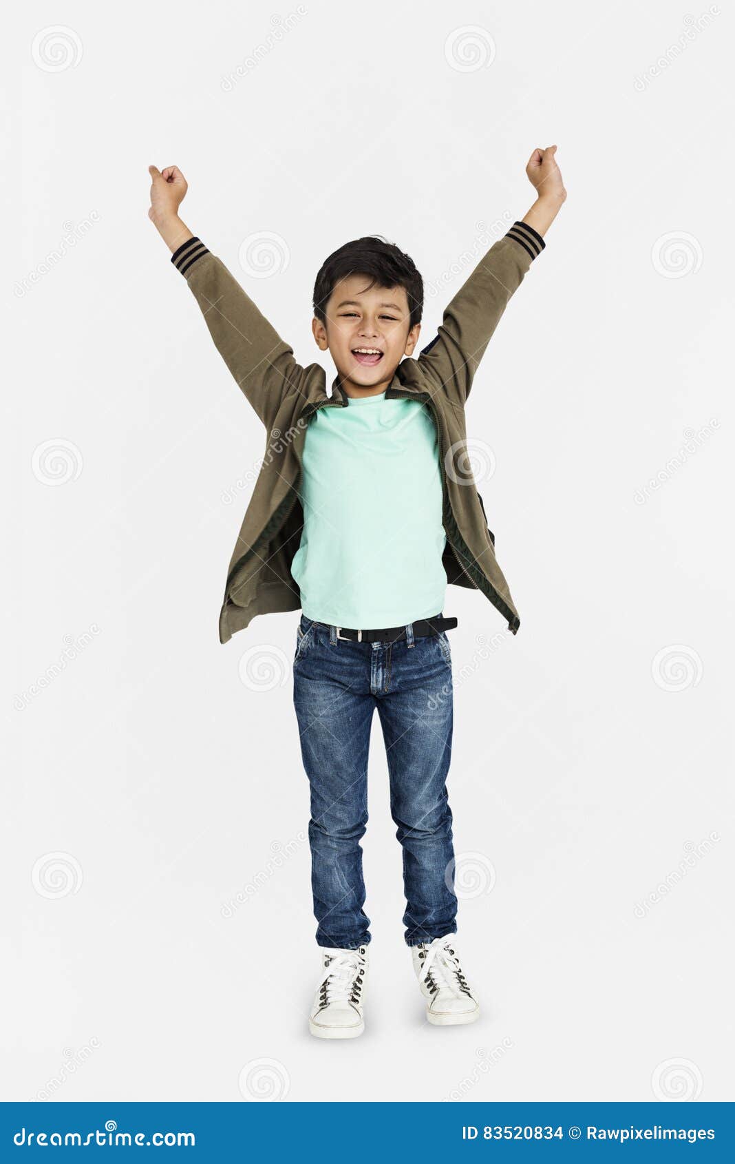 Little Boy Hands Up Concept Stock Photo - Image of white, happy: 83520834