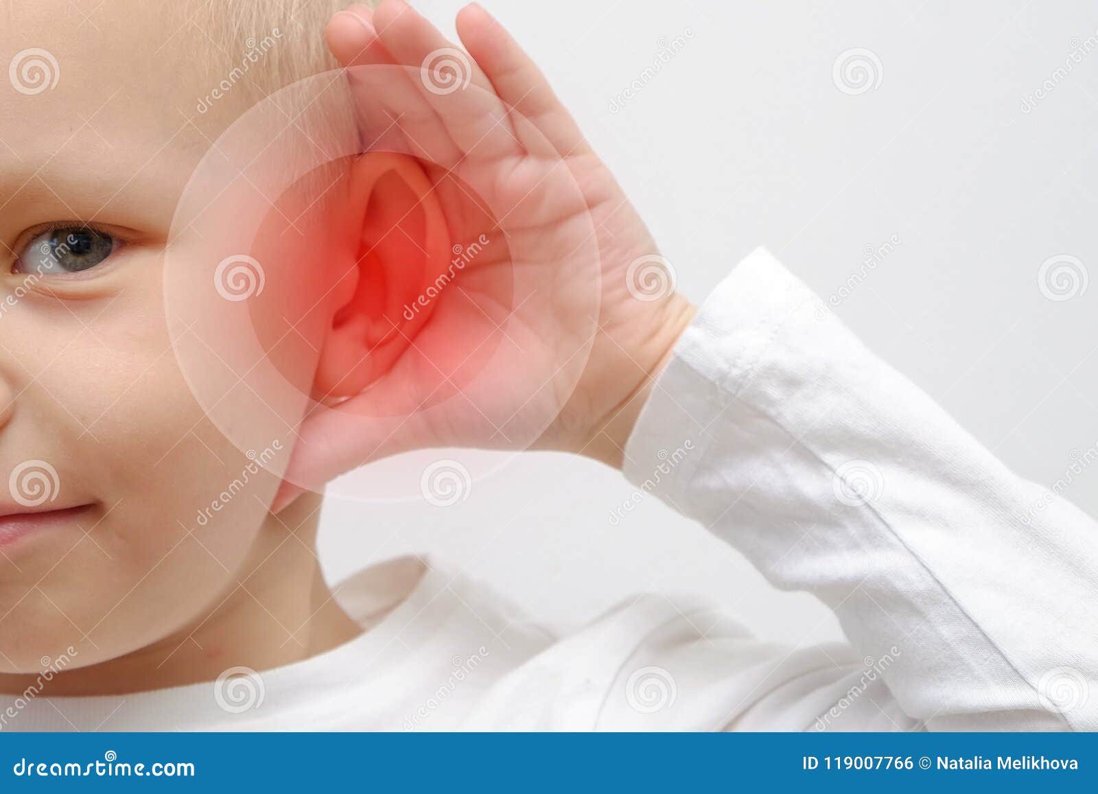 Little boy has a sick ear stock photo. Image of person - 119007766