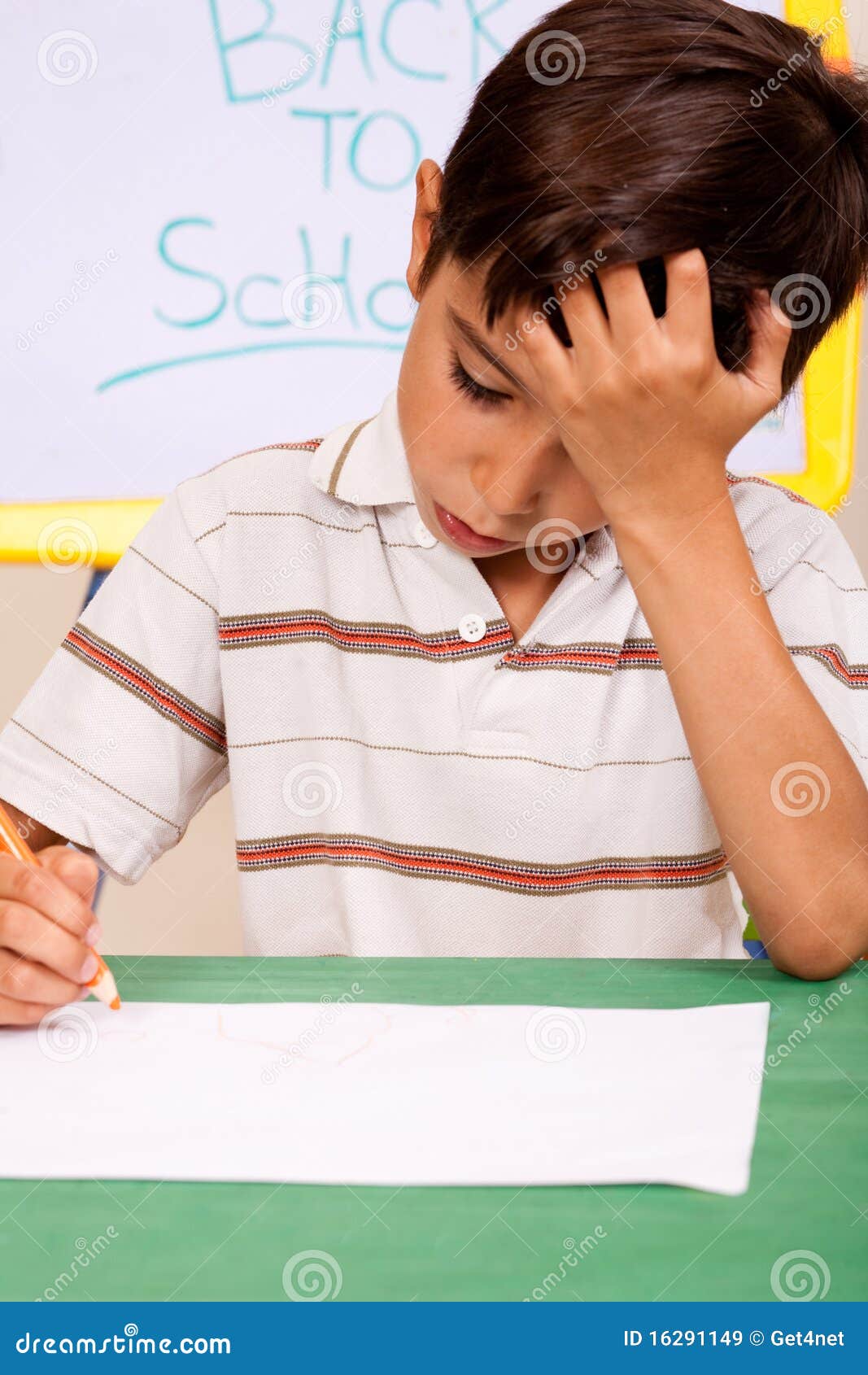 Little Boy Has Troubles with Homework Stock Image - Image of busy ...