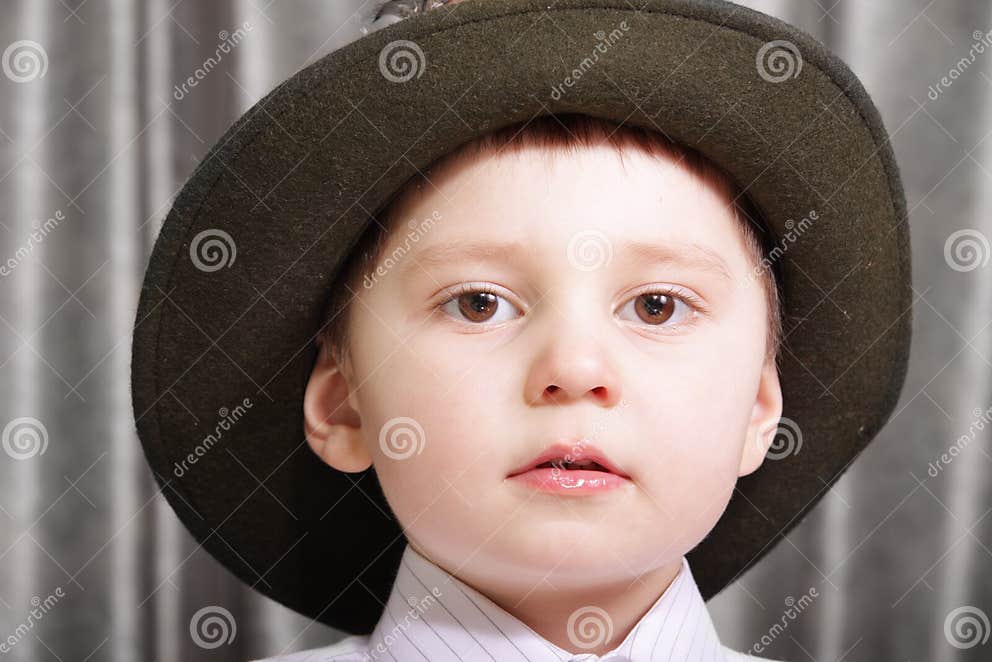 Little boy in hat stock photo. Image of people, child - 12360002