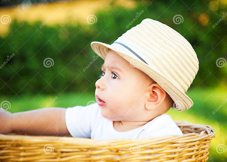 Little boy in a hat stock photo. Image of looking, relaxation - 33600112
