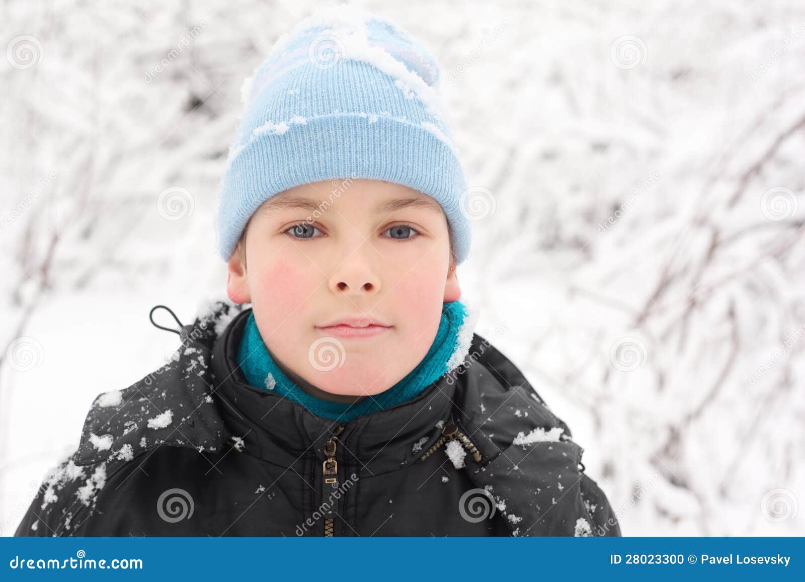 Little Boy in Hat with Snow Stock Photo - Image of leisure, cute: 28023300