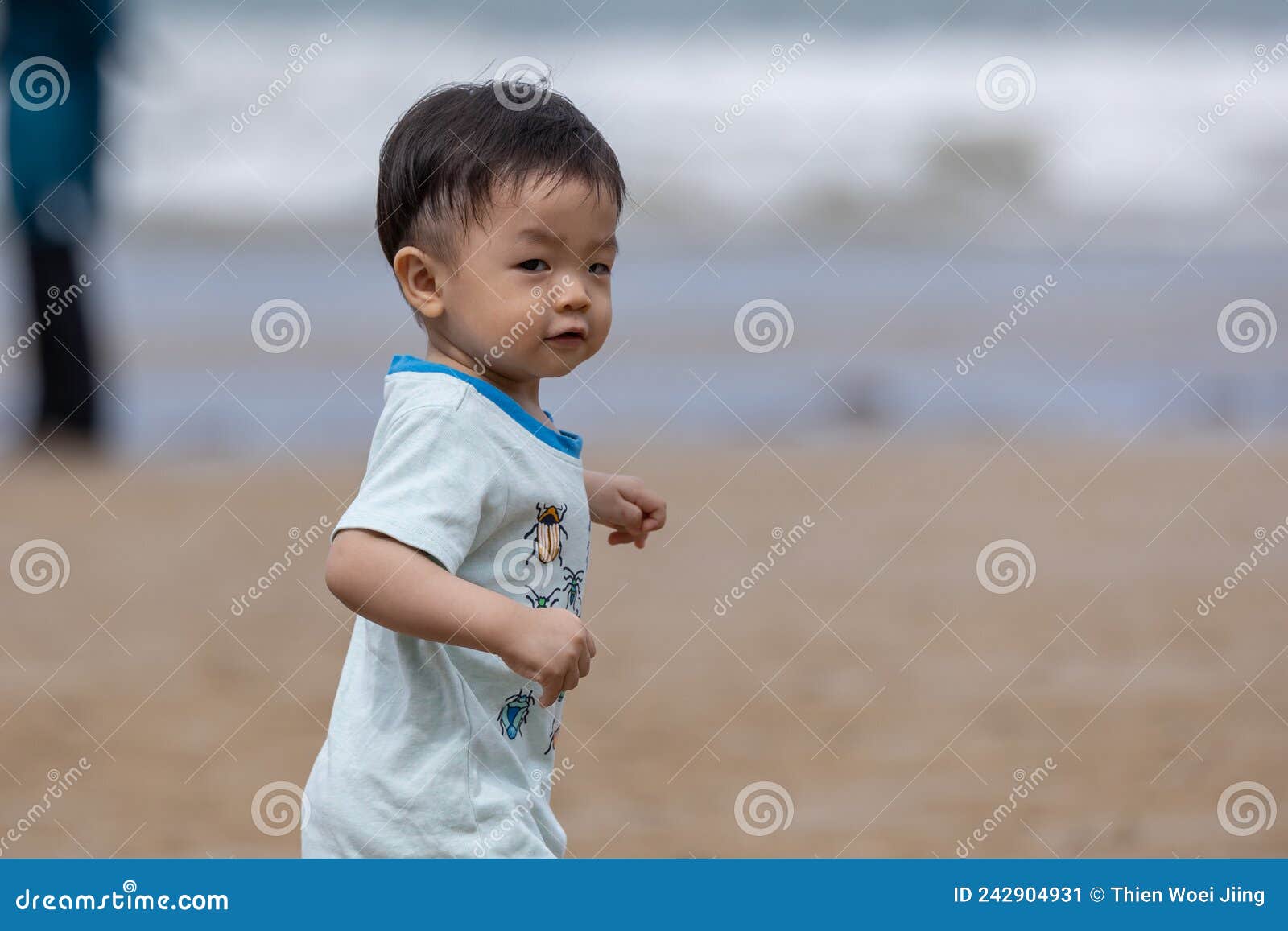 Little Boy Have a Good Time at the Beach Stock Image - Image of water ...