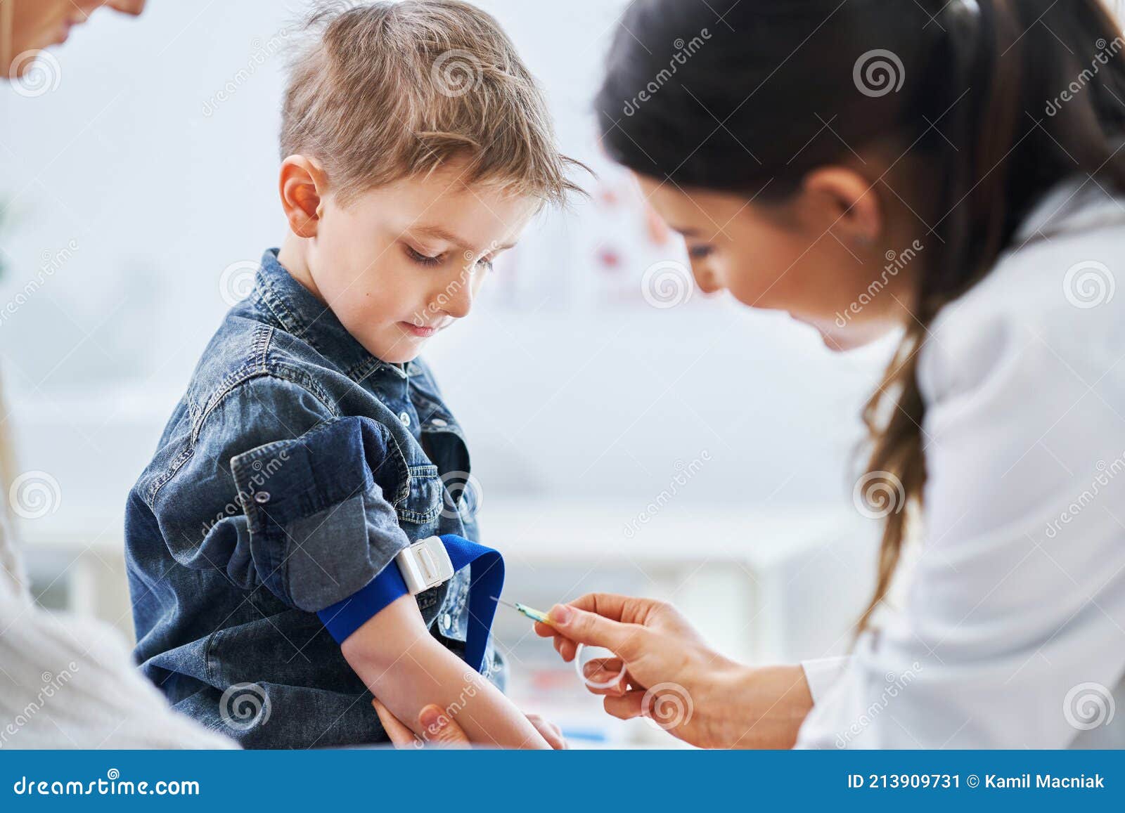 Little Boy Having Blood Sample Drawn in a Lab Stock Image - Image of ...