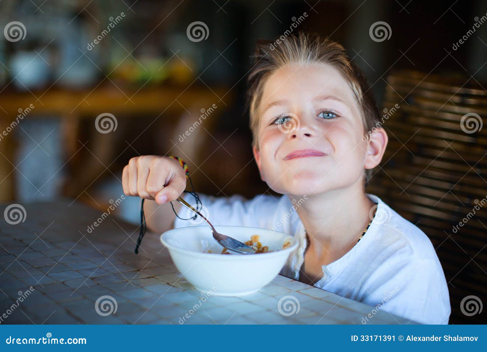 Little Boy Having Breakfast Stock Image - Image of youth, food: 33171391
