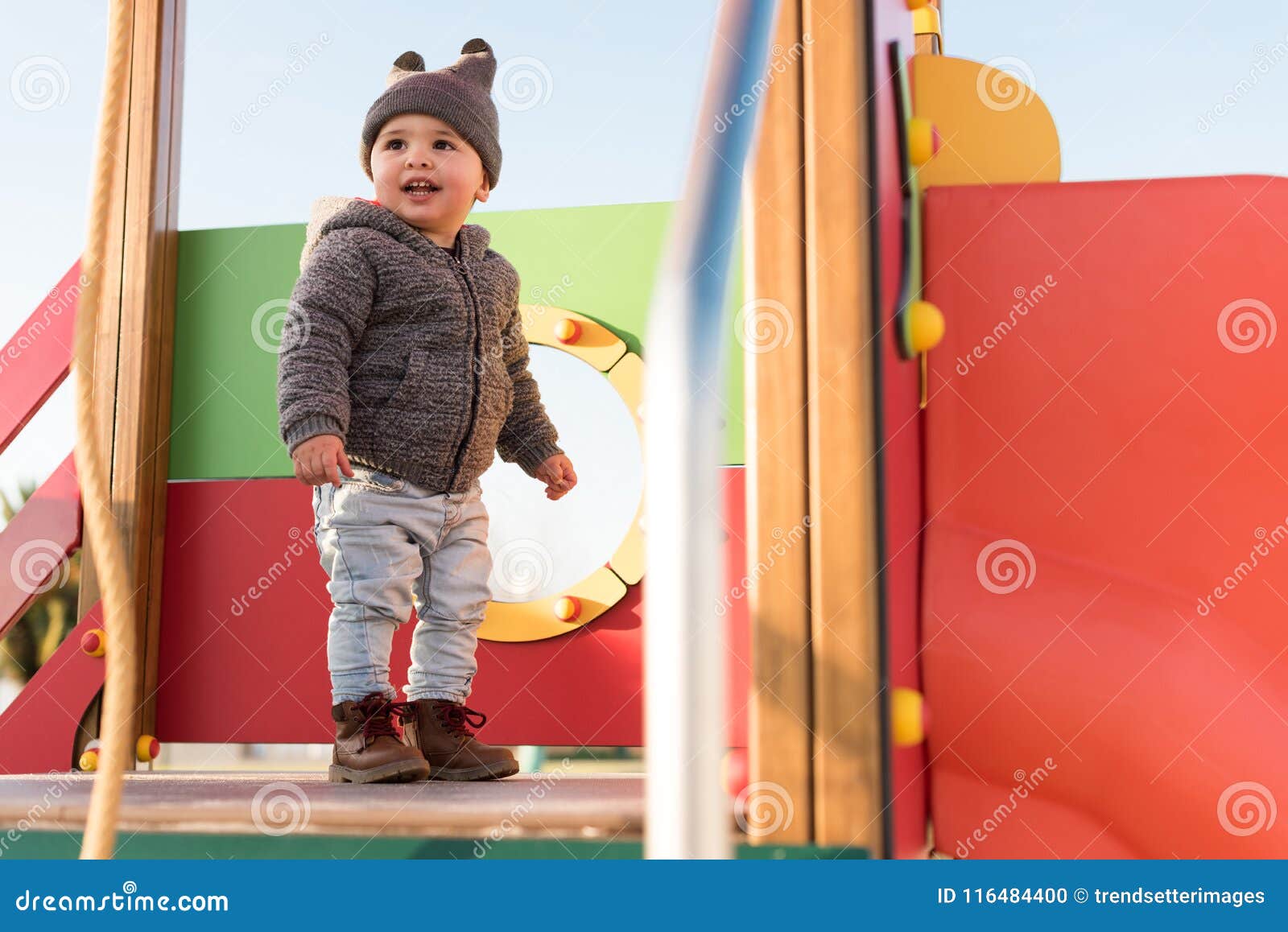Toddler having fun stock photo. Image of beautiful, climbing - 116484400