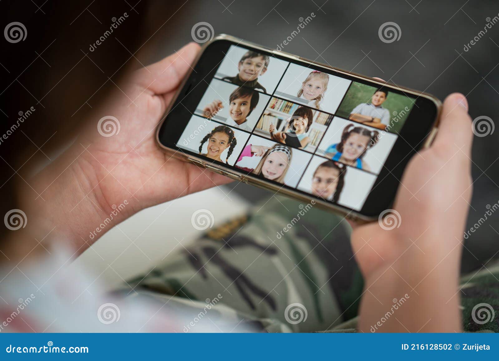 Little Boy Having Online School Distance Learning Class at Home Stock ...