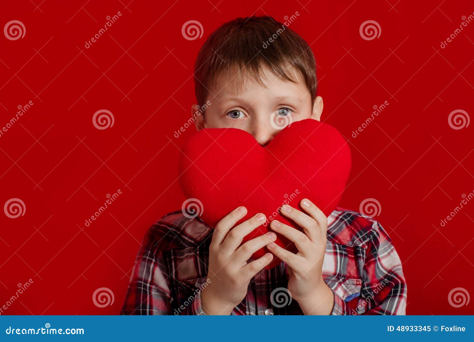Little Boy with a Heart of Toy and Gift Box Stock Image - Image of love ...