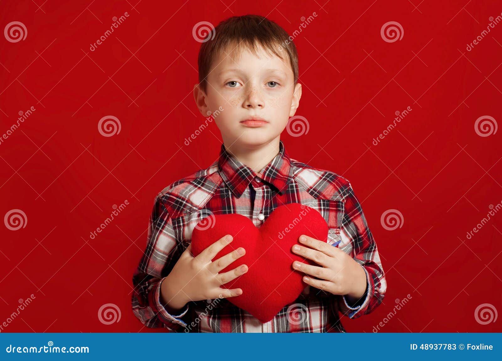 Little Boy with a Heart of Toy Stock Image - Image of cheerful ...